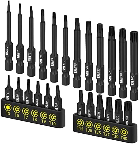 24-Piece Tamper Resistant Star Bits, S2 Alloy Steel, 1" and 2.3" Long ...