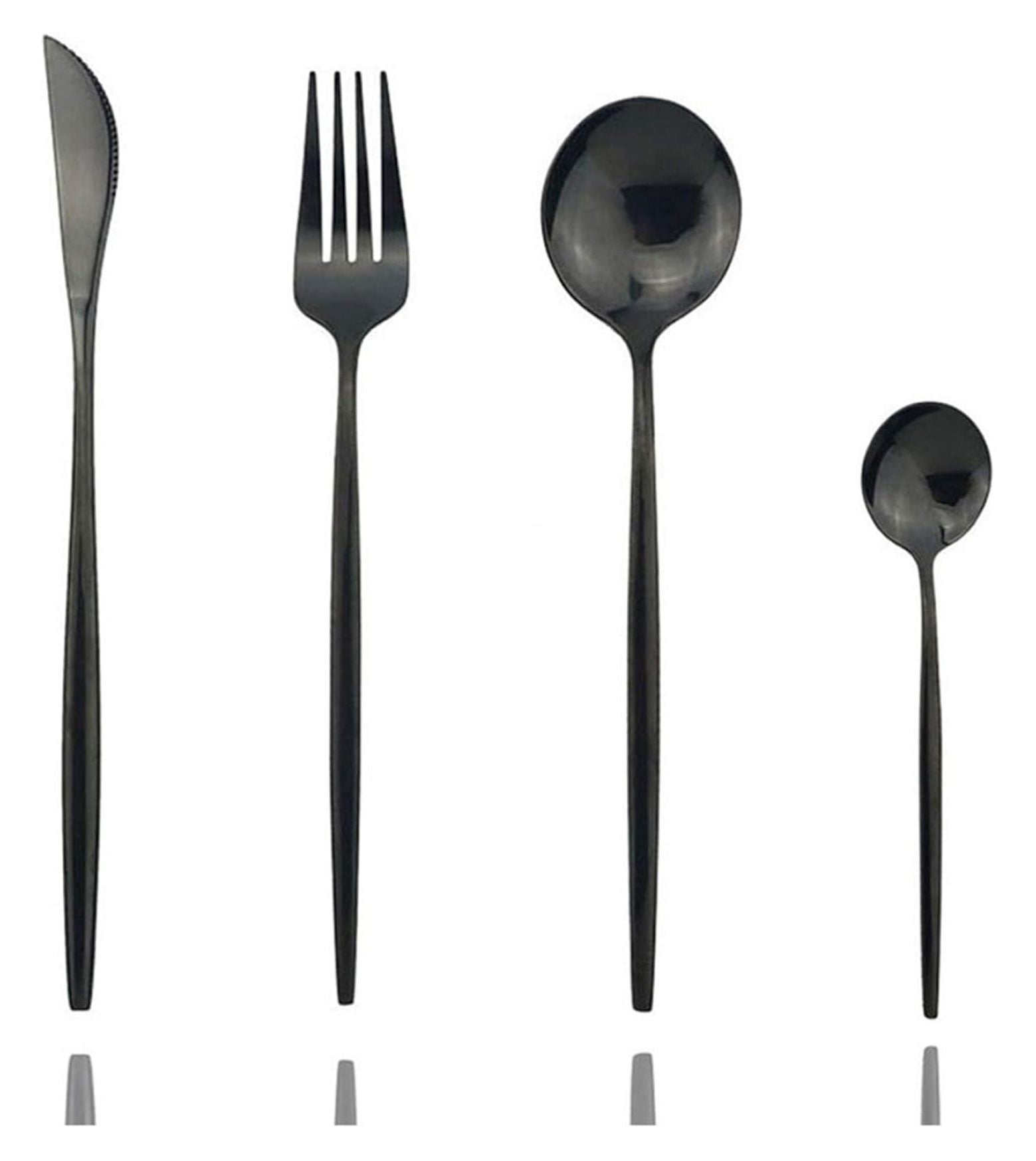 24 Piece Titanium Plated Stainless Steel Flatware Set, 24 Black ...