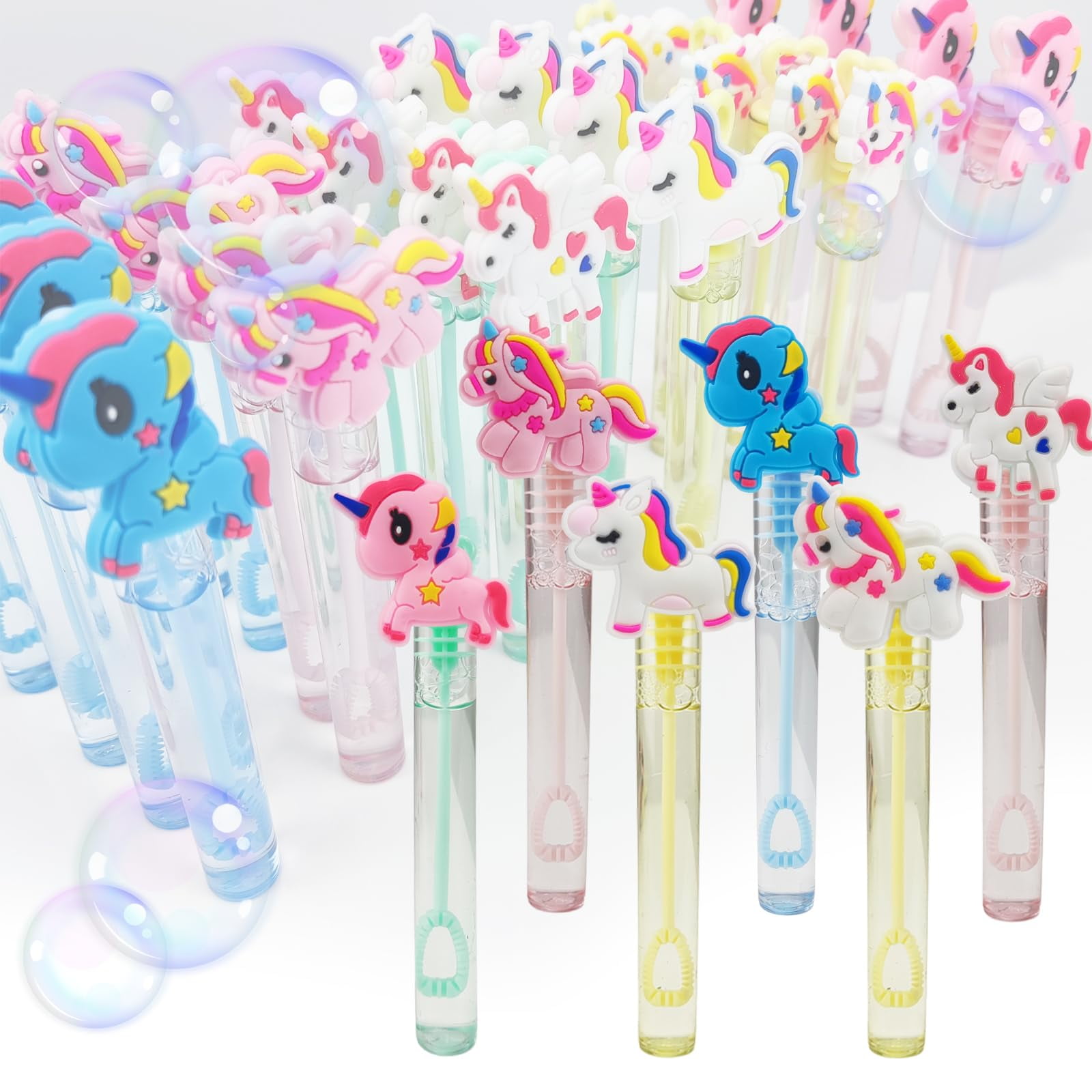24 Piece Unicorn Bubble Wand for Kids(6 Style),Cute Bubble Wand Great ...