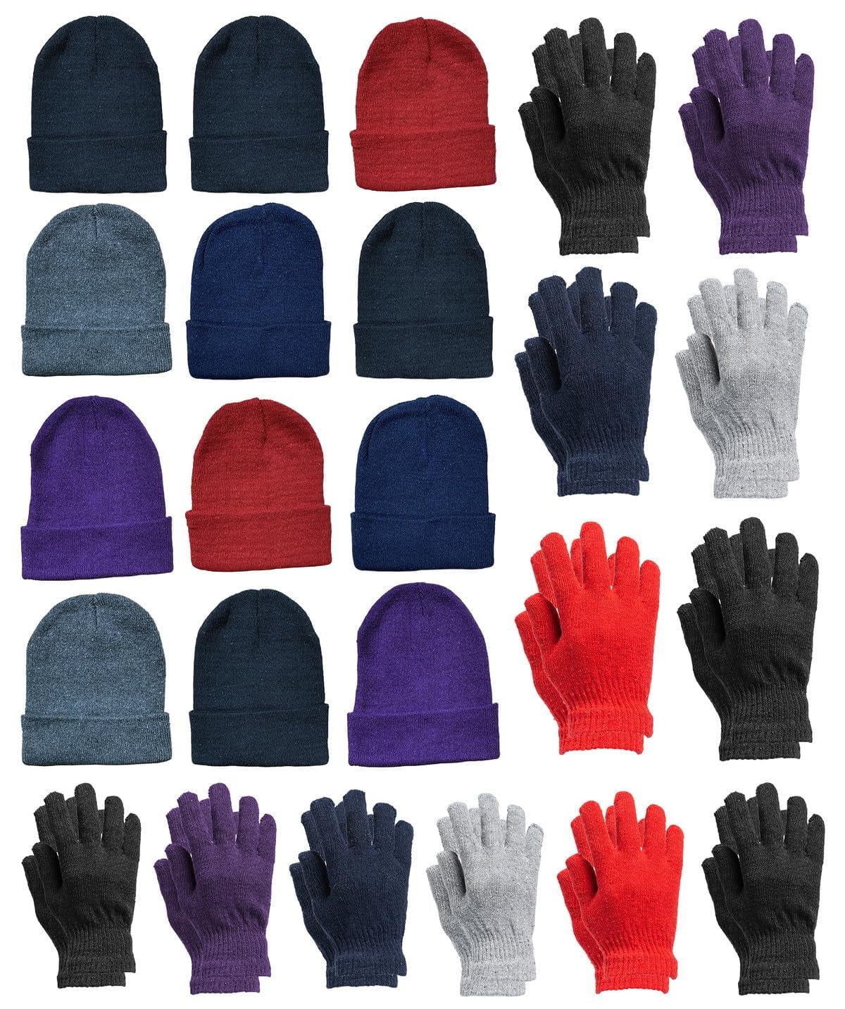 Winter Beanie Hats and Gloves Set for Adults - 24 Pieces, Warm, Bulk ...