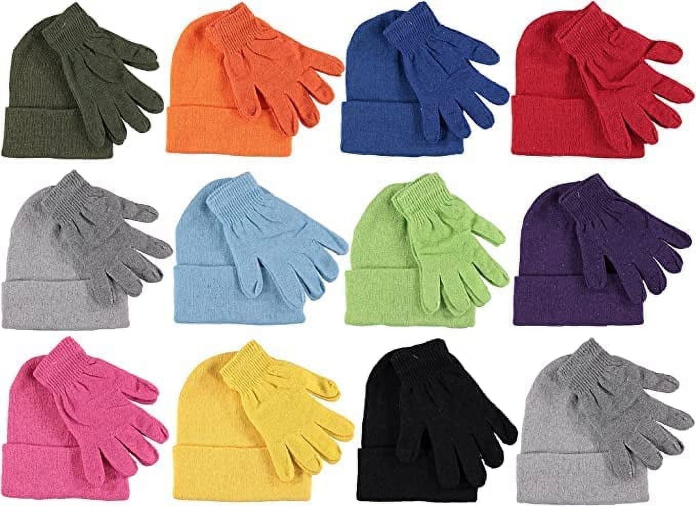 SOCKS'NBULK 24 Piece Winter Set - 12 Pack Beanie Hats + 12 Pairs Winter ...