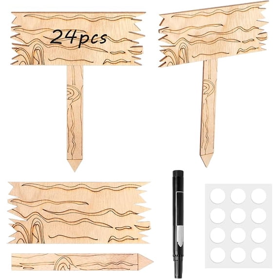 24 Piece Wooden Mini Food Signs Honey Bear Table Centerpieces Buffet ...