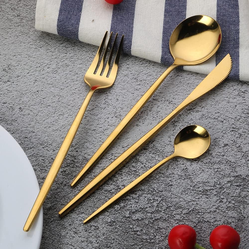 24 PieceGold Silverware Set Service for 6 Stainless Steel Flatware Set ...