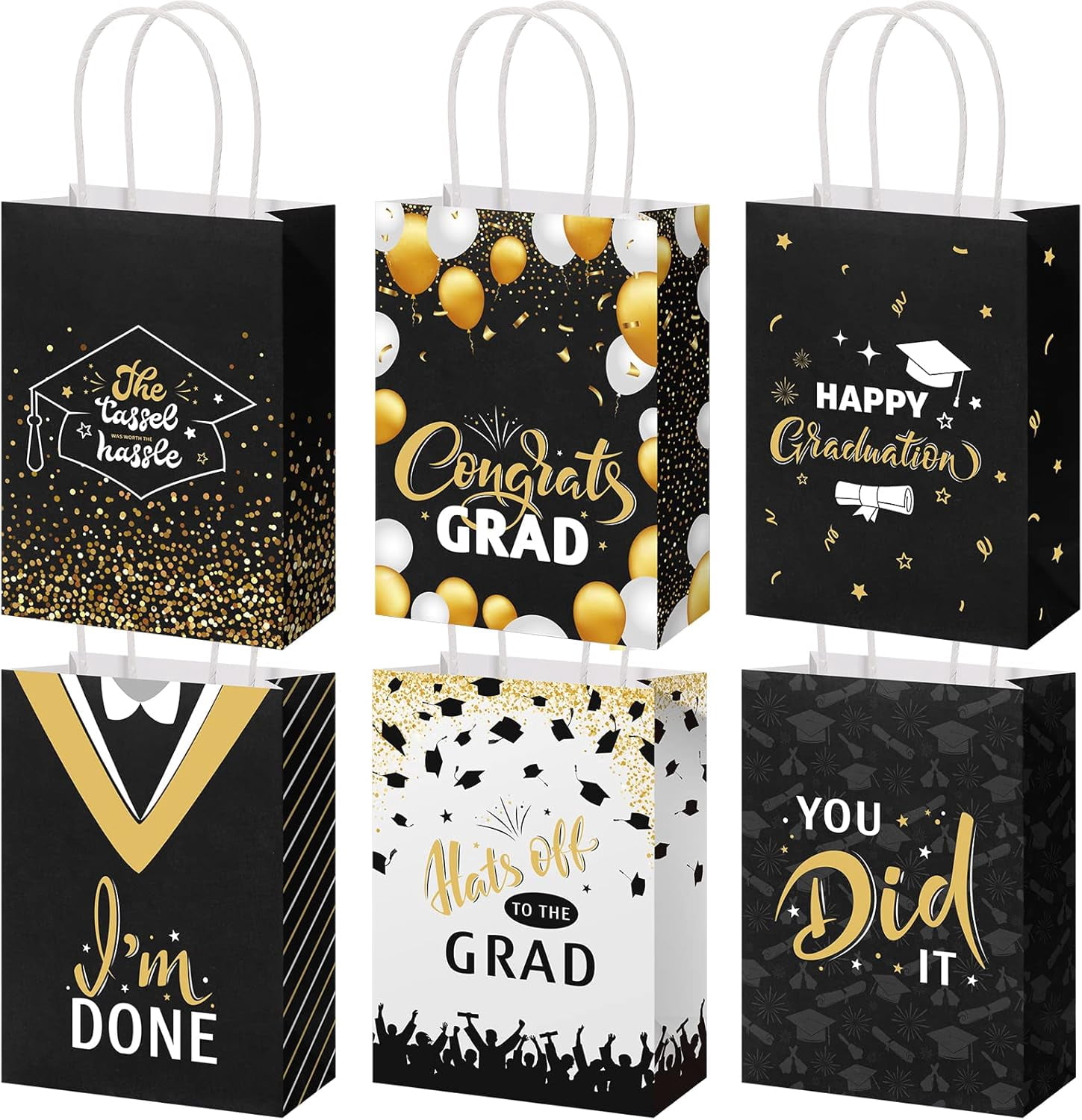 24 Pieces 2026 Graduation Gift Bags Party with Handles 6 Kind of Style ...