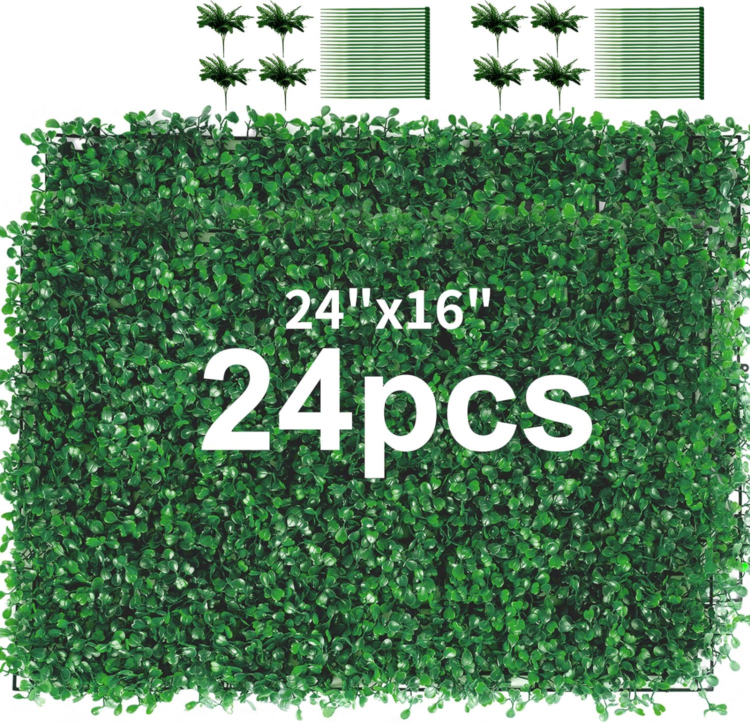 24 Pieces 24"x 16" Artificial Boxwood Panel, Grass Wall Panel, Boxwood ...