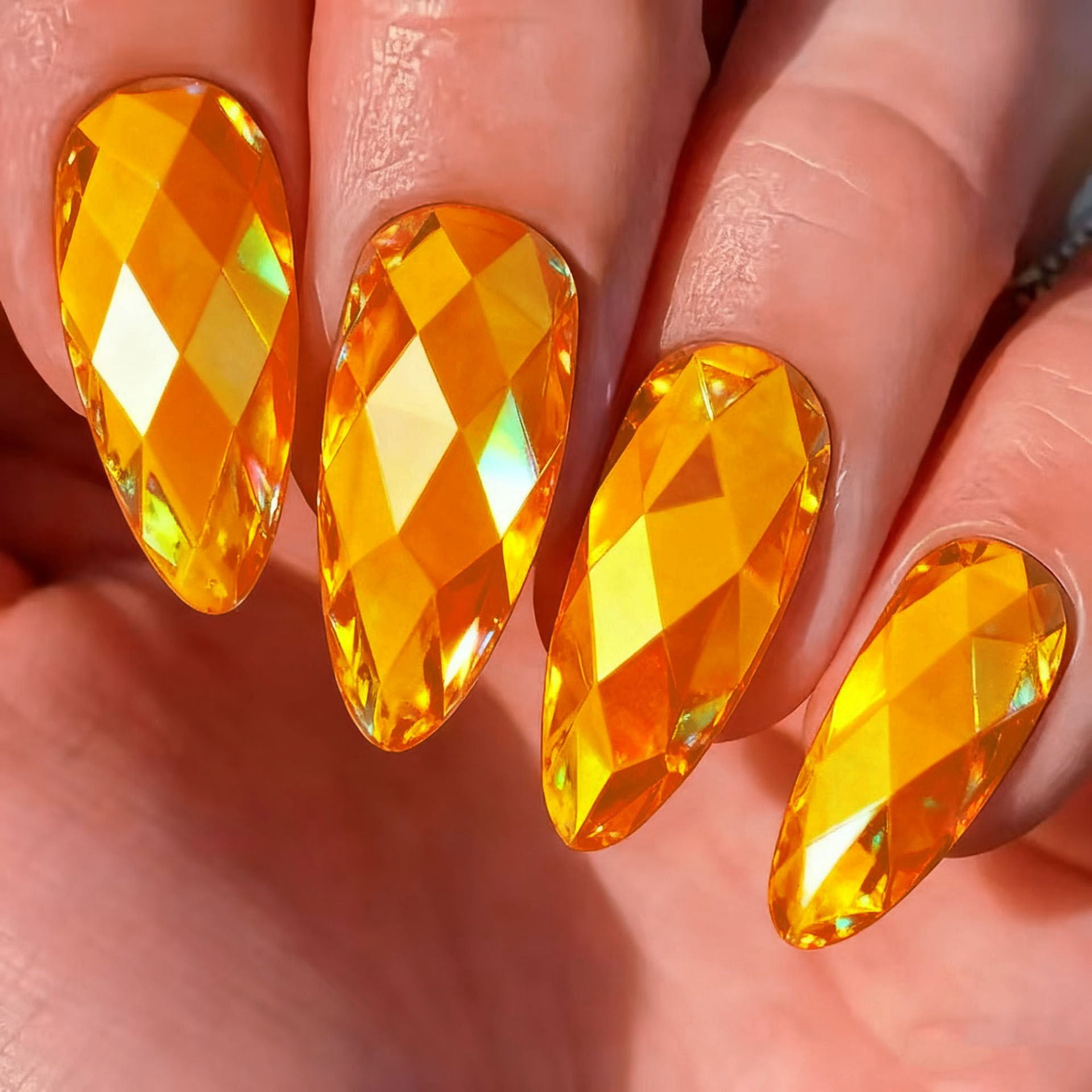 24 Pieces 3D Multi-Faceted Metallic Nail Art Decorations - Shiny ...