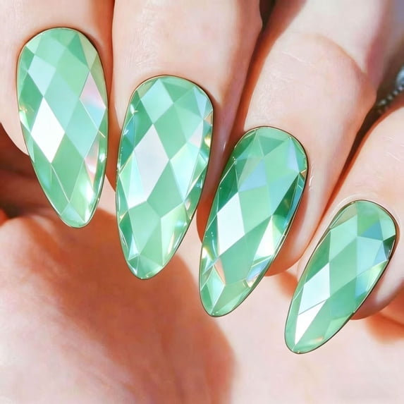 24 Pieces 3D Multi-Faceted Metallic Nail Art Decorations - Shiny ...