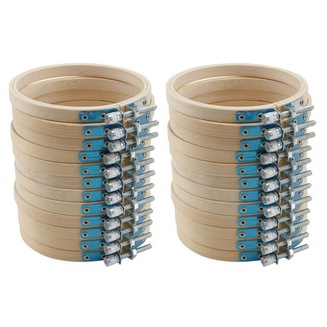 24 Pieces 4 Inch Embroidery Hoops Set Bulk Bamboo Circle Cross Hoop ...