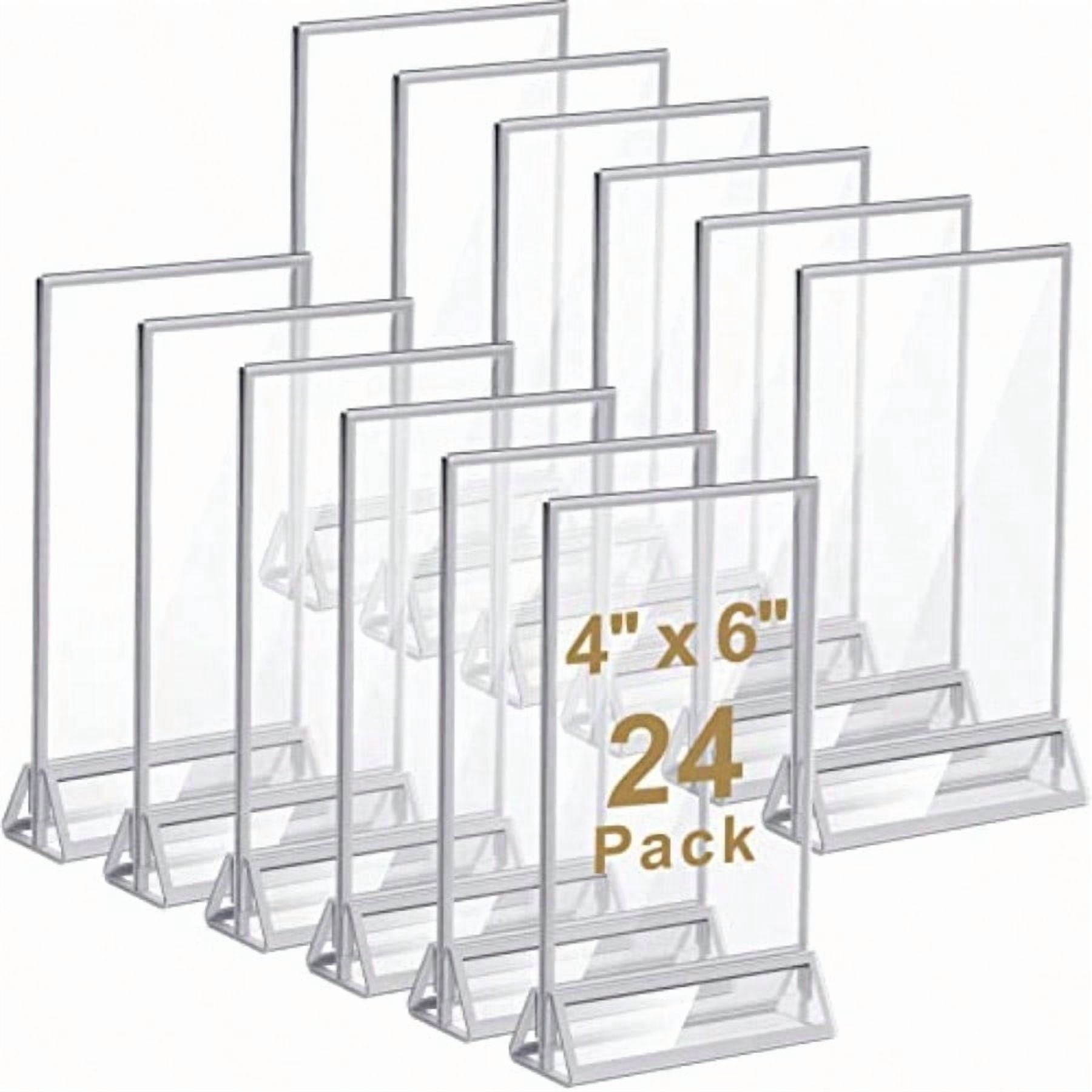 24 Pieces 4 x 6 Clear Acrylic Sign Holder with Sier Borders and ...