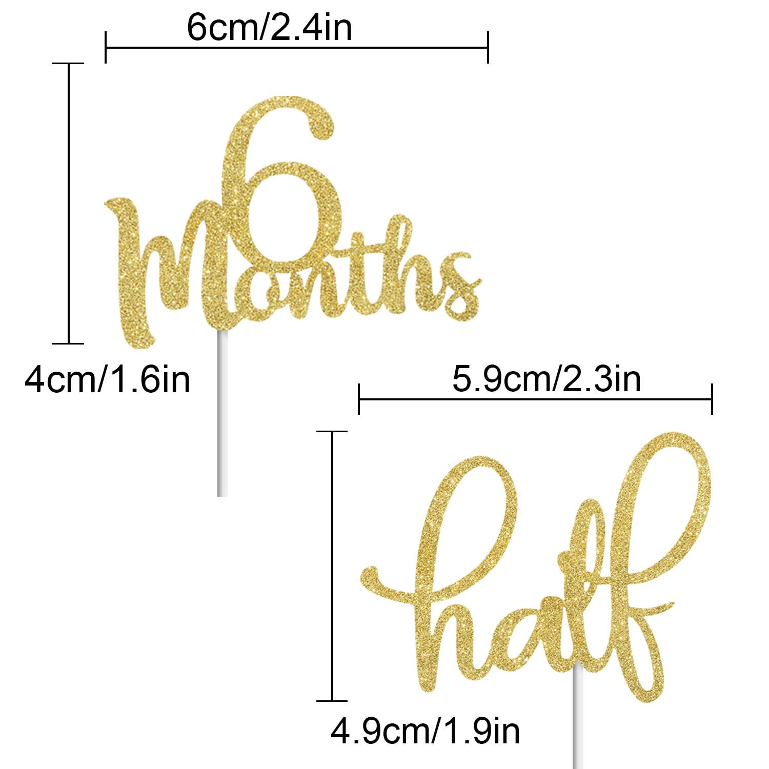 24 Pieces 6 SCH4 Months 1/2 Birthday Cupcake Topper,Half Year Birthday ...