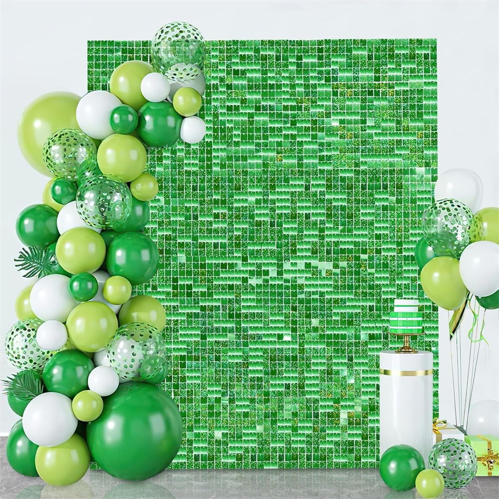 24 Pieces 6ftx4ft Green Backdrop Panels Photo Backdrops Shimmer Wall ...