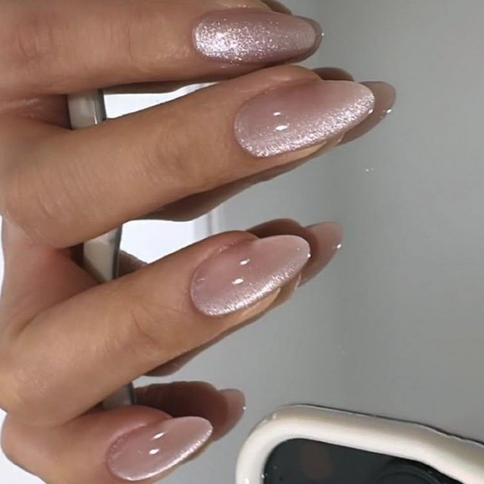 24 Pieces Almond Cats Eye Acrylic False Nails Manicure Nails Accesories ...