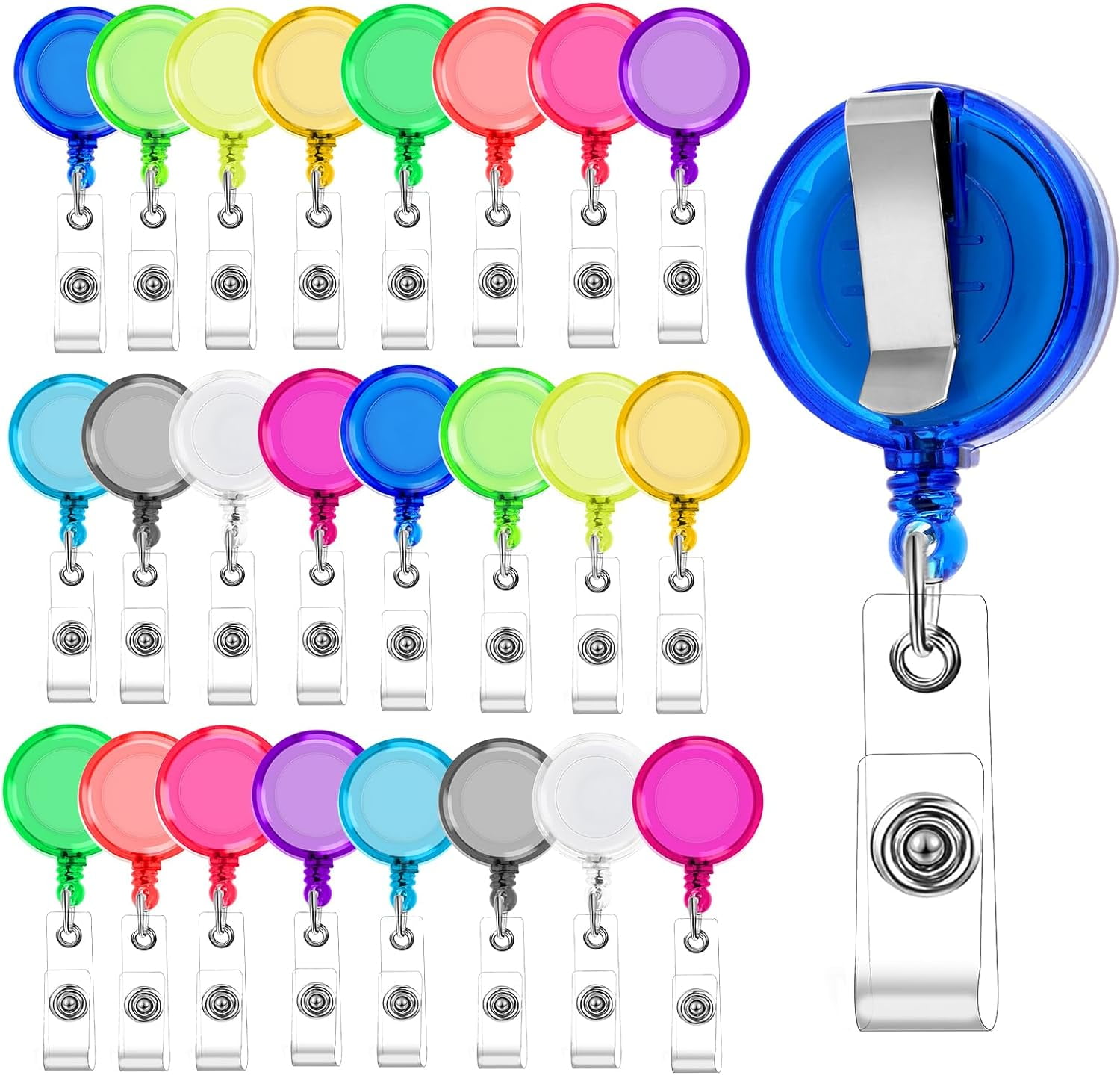 24 Pieces Badge Reels Retractable with Swivel Alligator Clip for ...