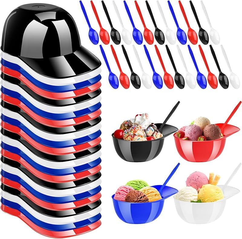 24 Pieces Baseball Helmet Ice Cream Snack Bowl 8 oz Mini Baseball Cap ...