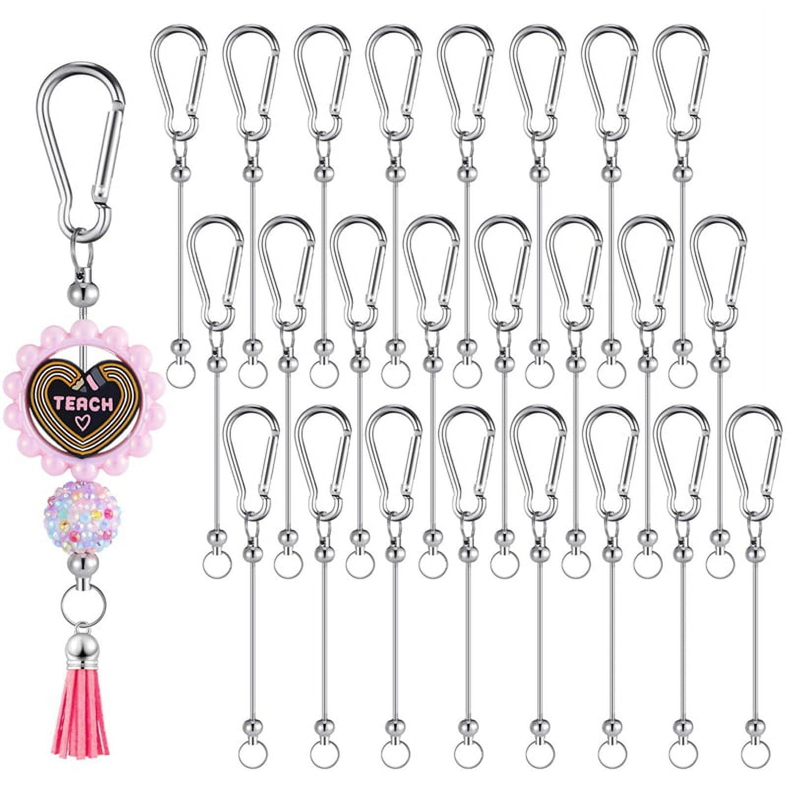 24 Pieces Beadable Keychain Bars Silver Bead Bulk DIY Blank Bar for ...