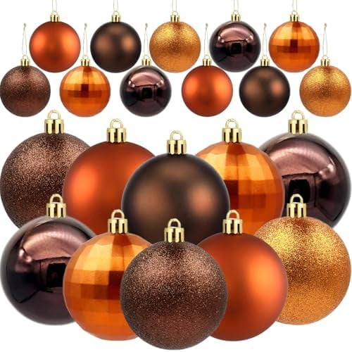 24 Pieces Bronze Copper Brown Shatterproof Christmas Ball Ornaments 3. ...
