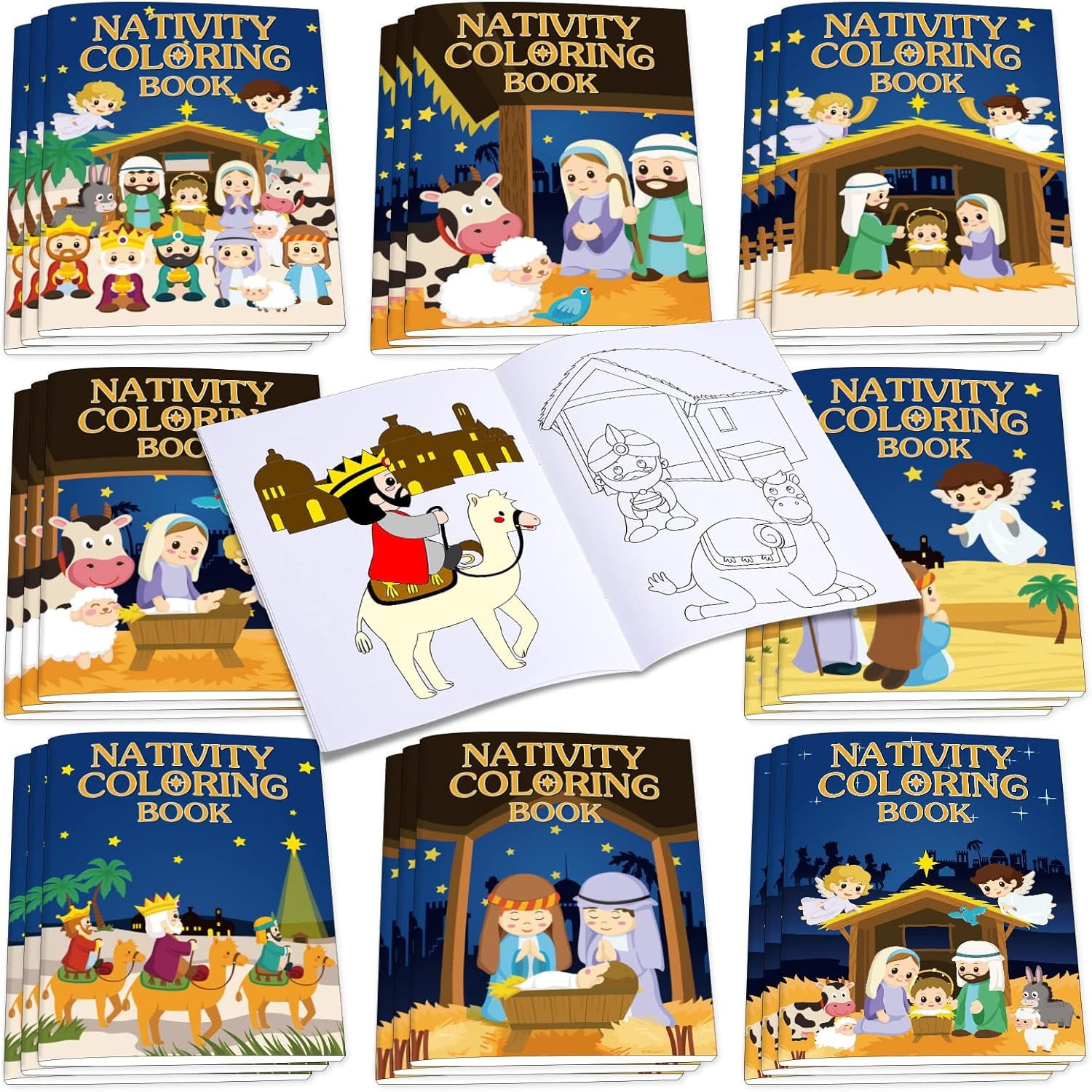 24 Pieces Christmas Nativity Activity Coloring Book The Nativity of ...