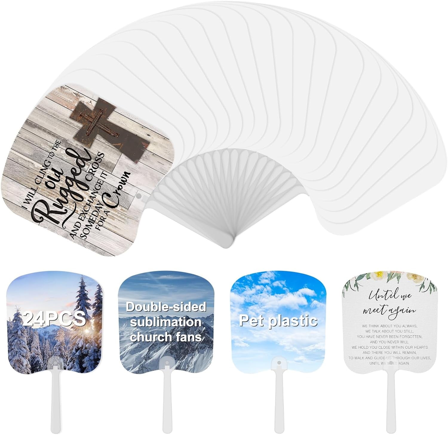 24 Pieces Church Fans Handheld Set, Double-sided Sublimation Fans, PET ...