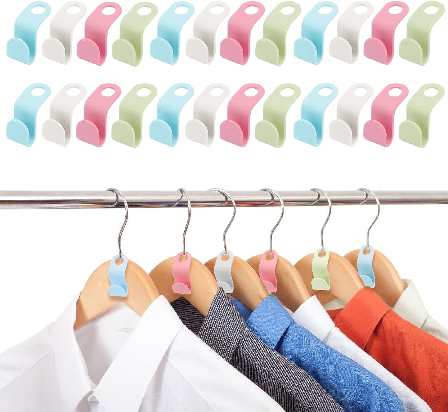 24 Pieces Clothes Hanger Connectors,Plastic Cascading Clothes Rack ...