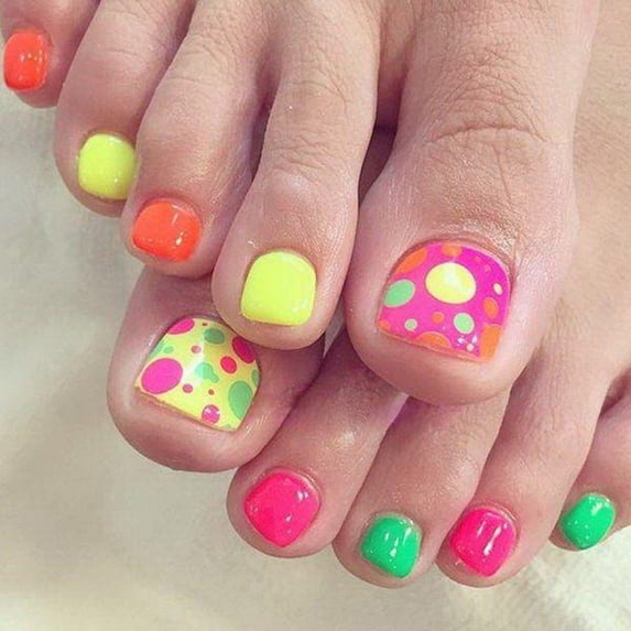 24 Pieces Colorful Patterned Toe Nail Art Wraps - High-Adhesion ...