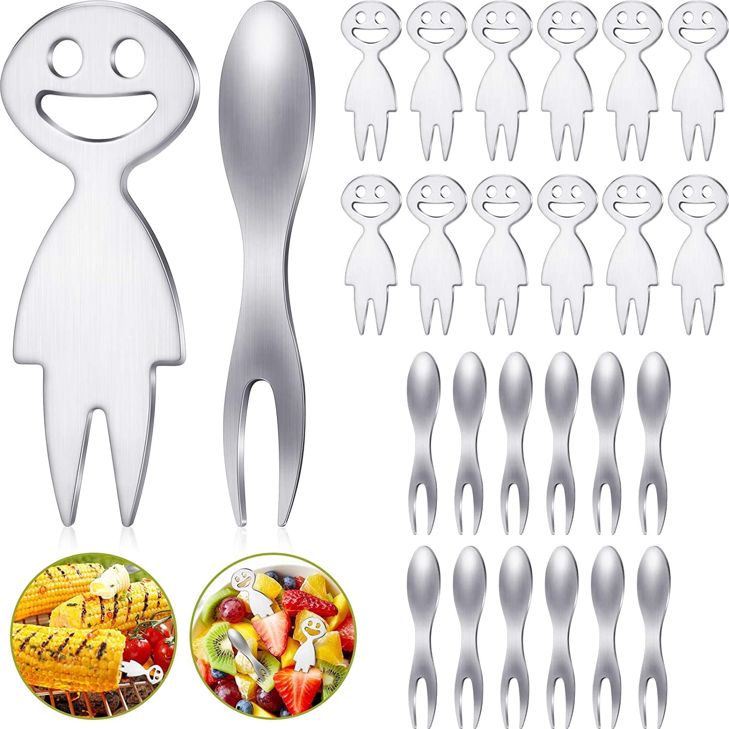 24 Pieces Corn Cob Holders Stainless Steel Corn on The Cob Skewers Corn ...
