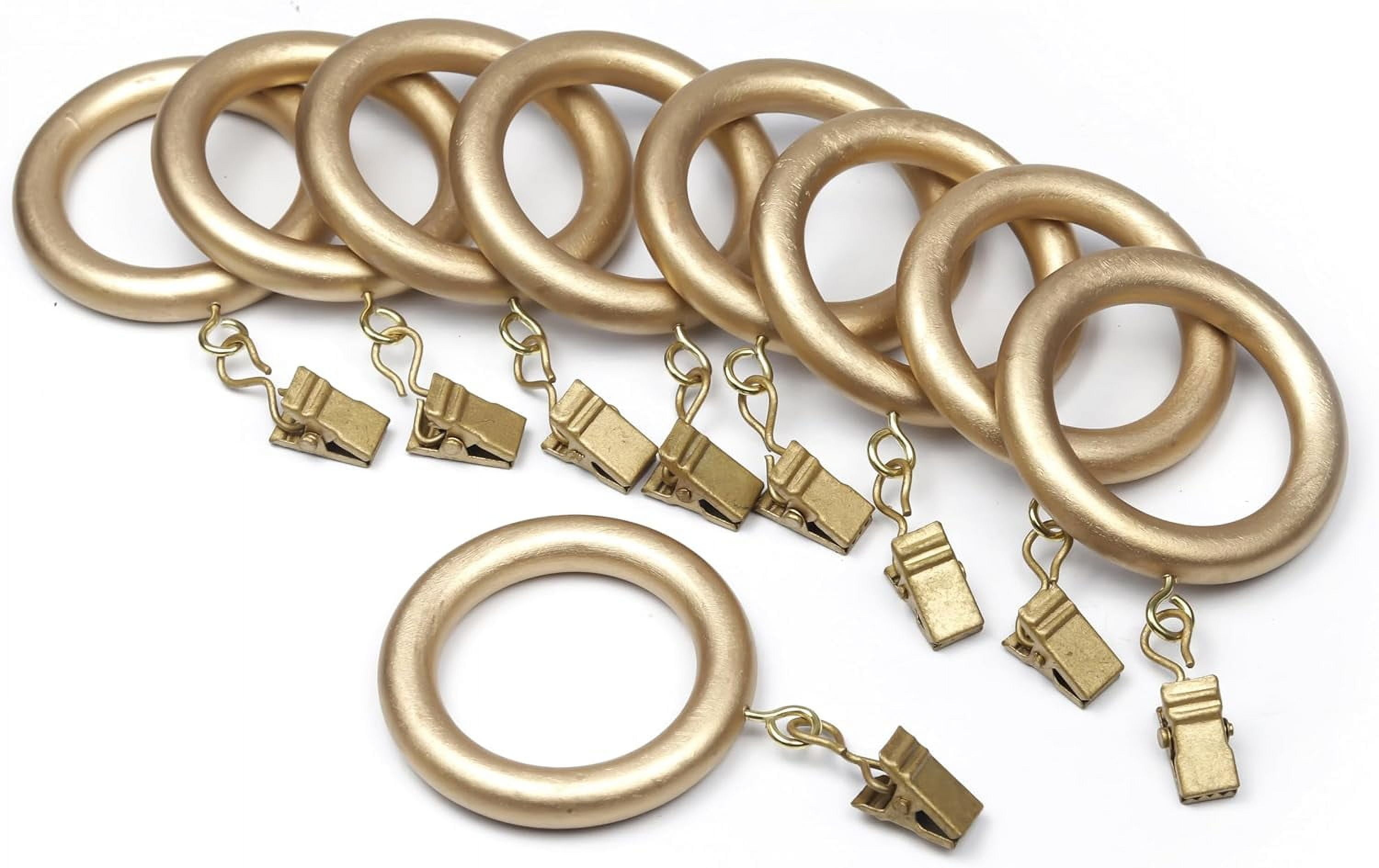 24 Pieces Curtain Rings with Clips Wooden for 1-1.5 inch Rod, Window ...