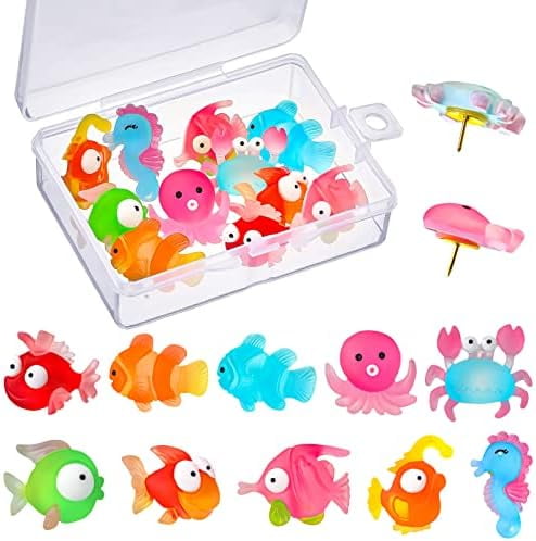 24 Pieces Cute Ocean Pushpins for Cork Board ThumbTacks Decorative ...