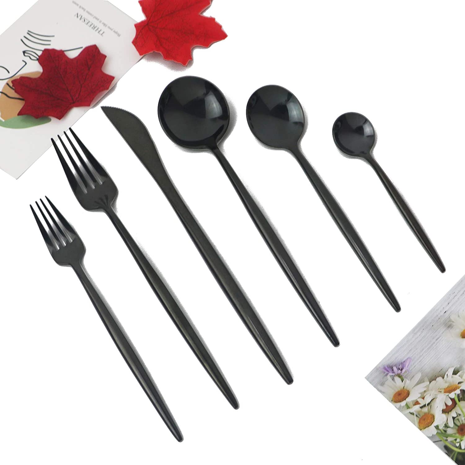 24 Pieces Cutlery Flatware Set 304 Stainless Steel Home Kitchen Set ...