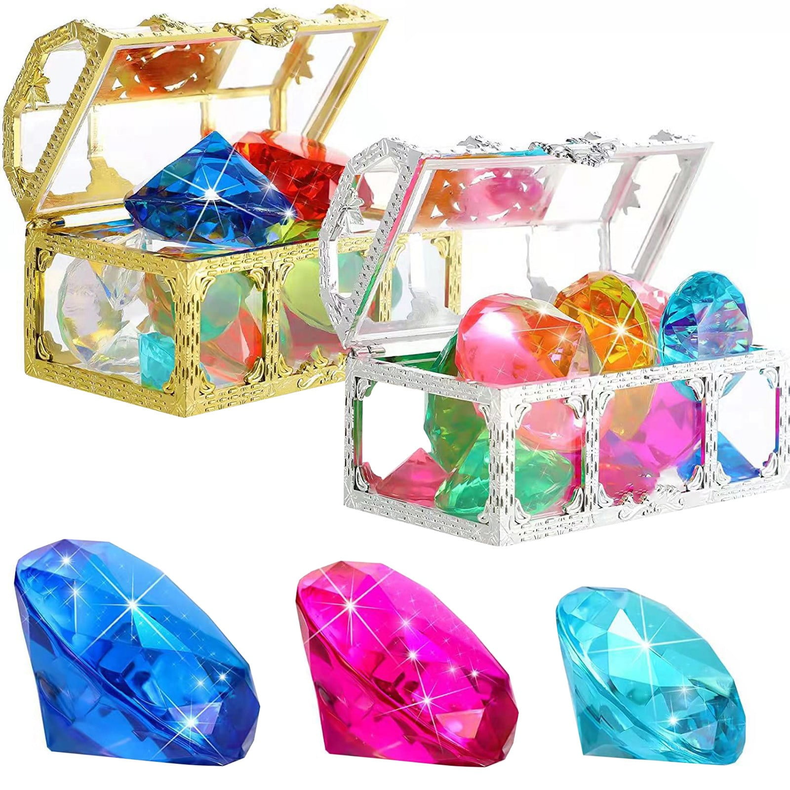 24 Pieces Diving Gem Pool Toys Colorful Summer Swimming Gem Diving Toys ...