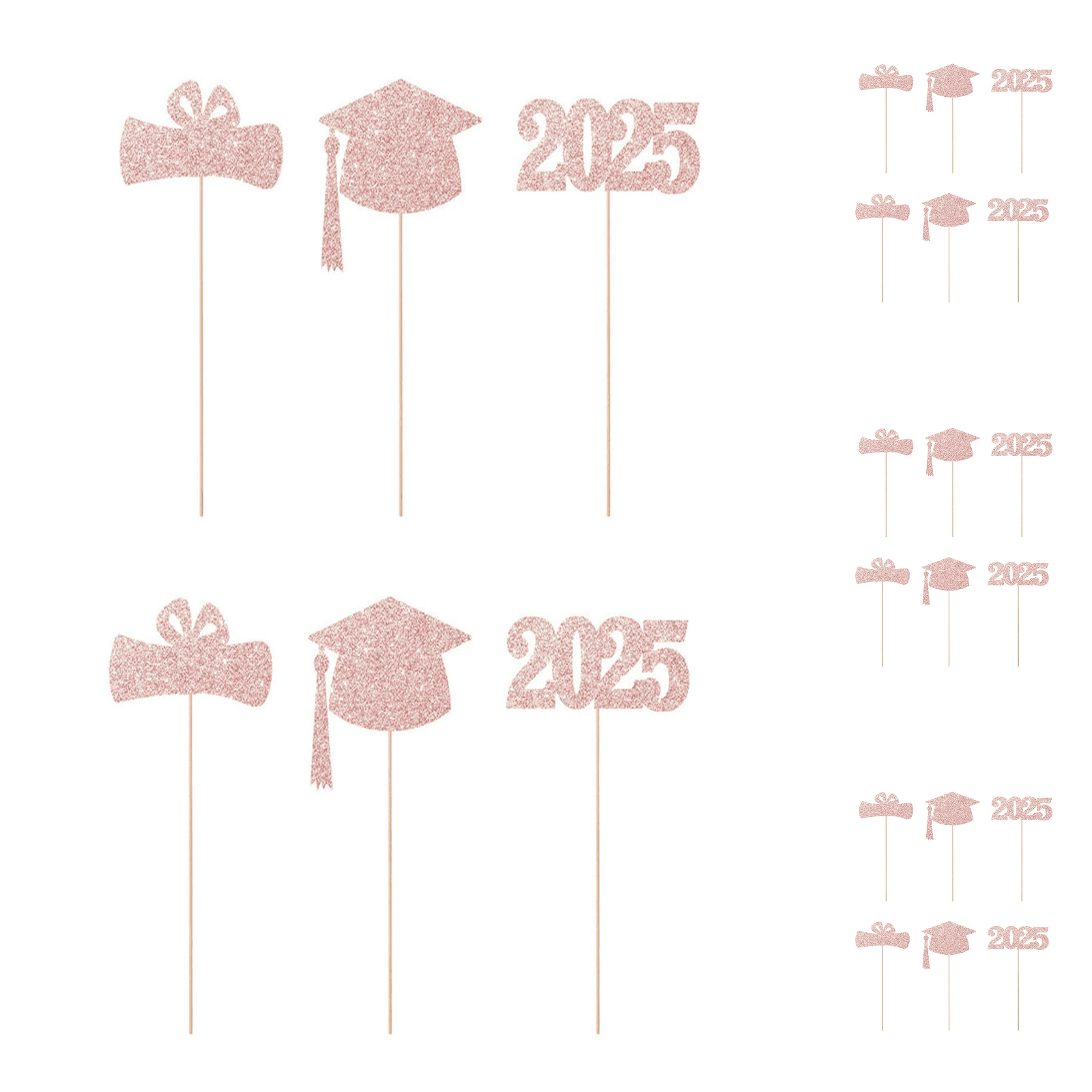 24 Pieces Double-Sided Glitter Graduation Centerpiece Sticks for Tables ...