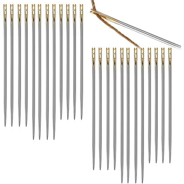 24 Pieces Easy Threading Needles Blind Needles Self-Threading Open ...
