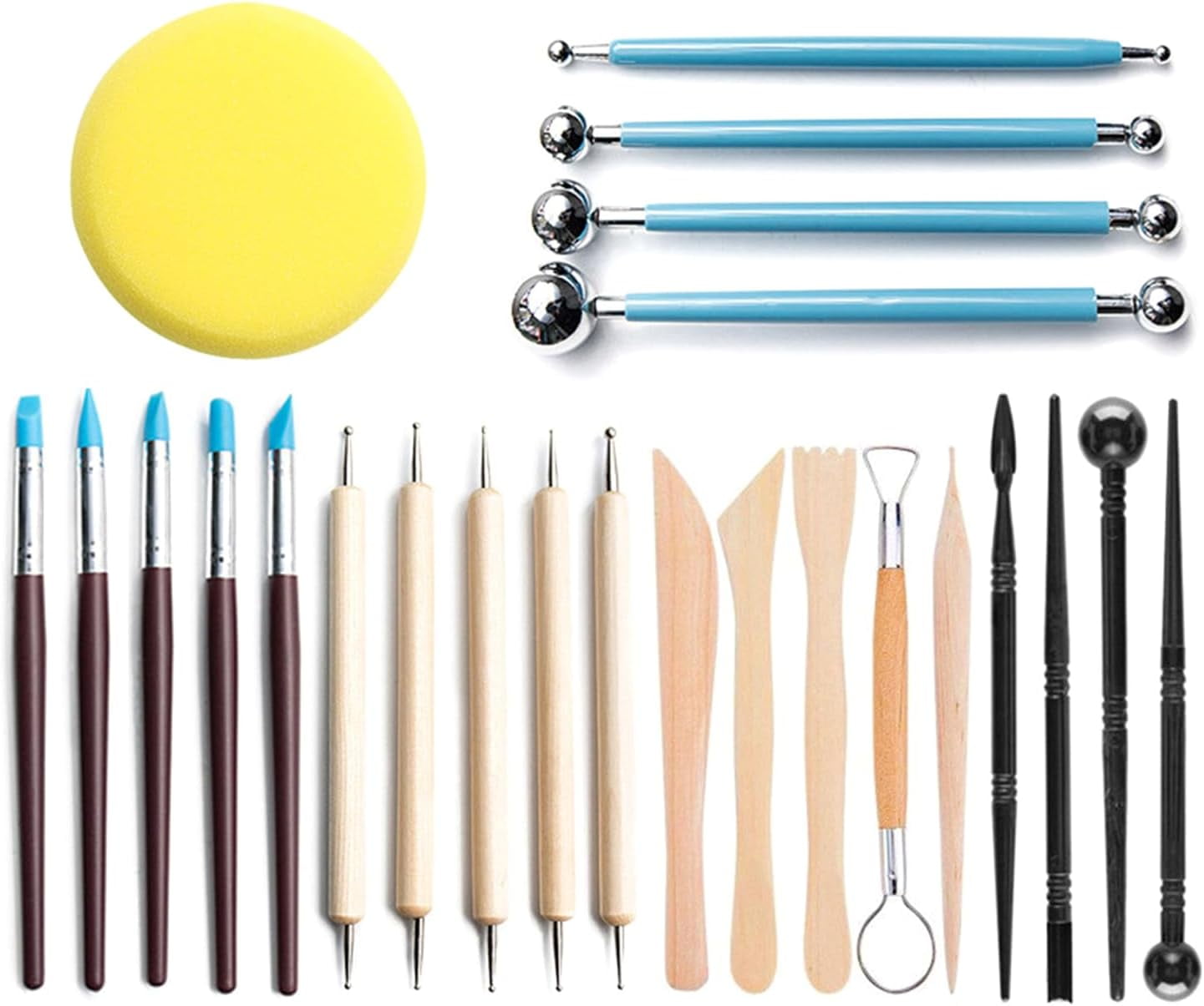 24 Pieces Essential Clay Tools Kit With Creasing Sponge Point Drill Pen ...