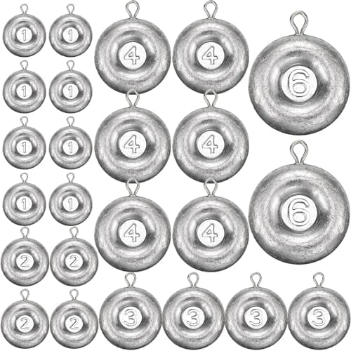 24 Pieces Fishing Disc Sinkers Weights Disc Sinker Fishing Sinkers ...