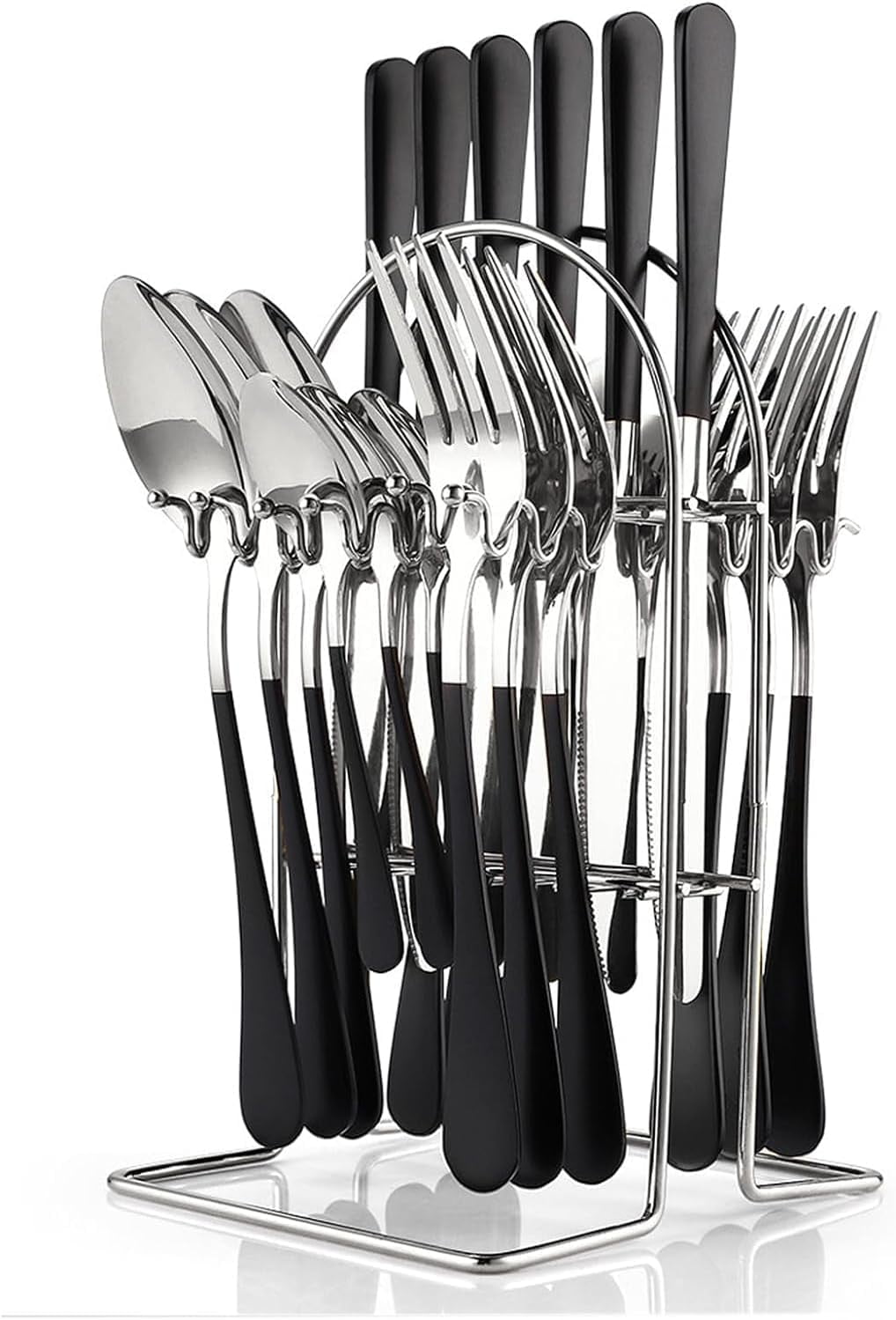 24 Pieces Flatware Set, Stainless Steel Cutlery Set with Silverware ...