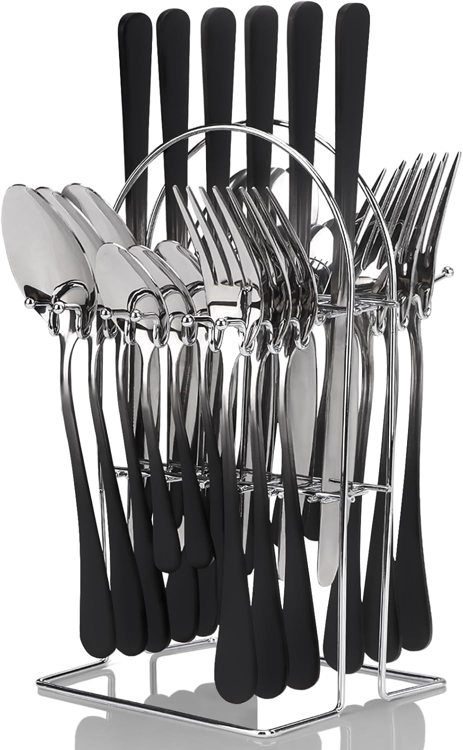 24 Pieces Flatware Set, Stainless Steel Cutlery Set with Silverware ...