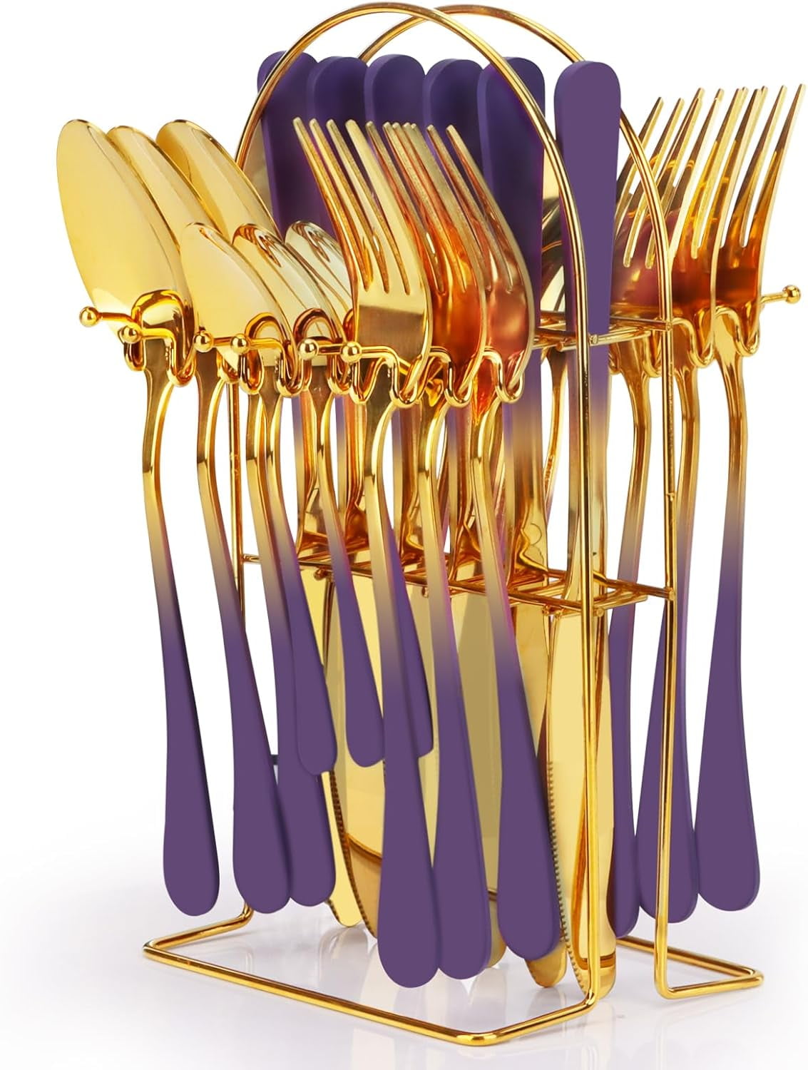 24 Pieces Flatware Set, Stainless Steel Cutlery Set with Silverware ...