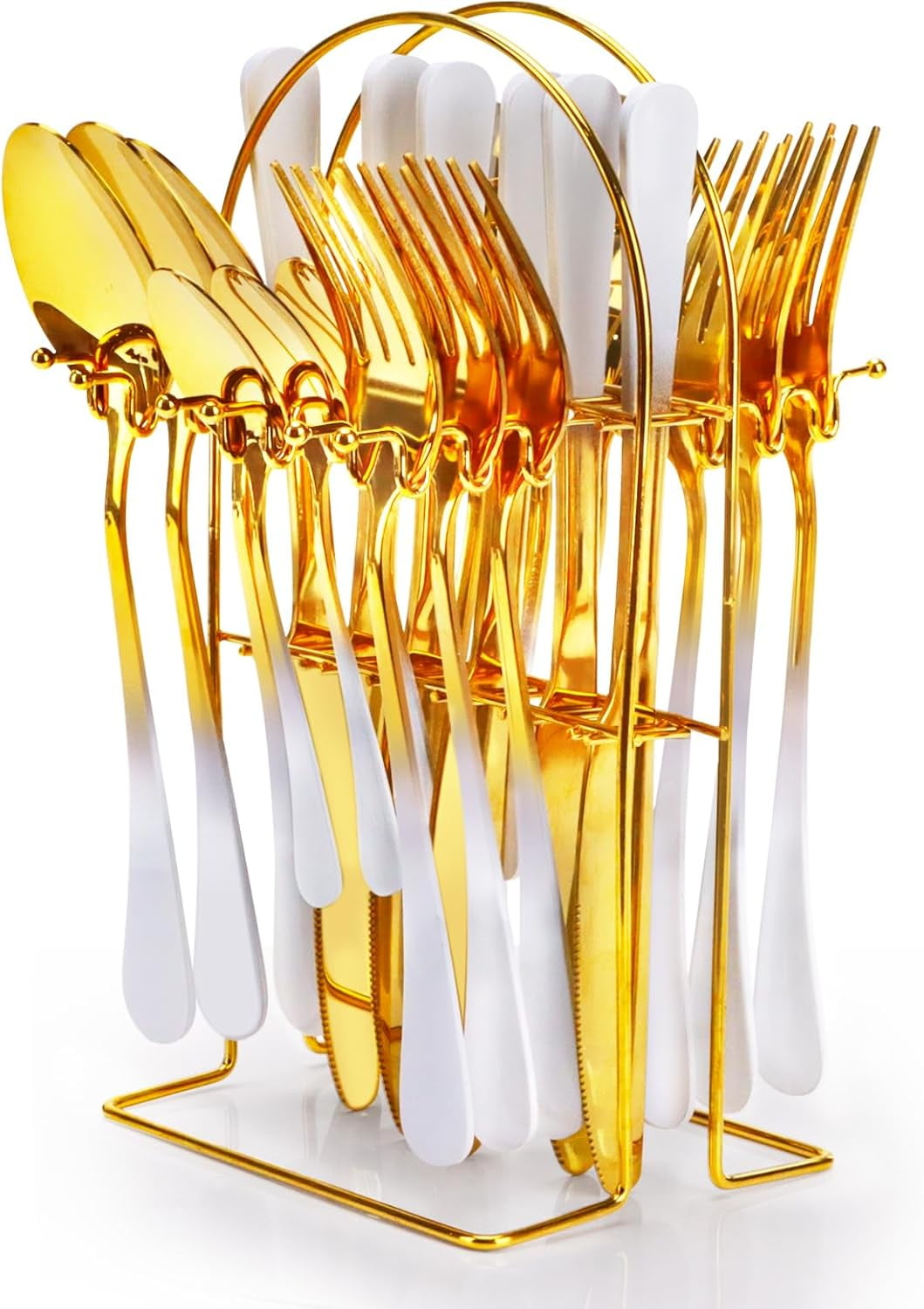 24 Pieces Flatware Set, Stainless Steel Cutlery Set with Silverware ...