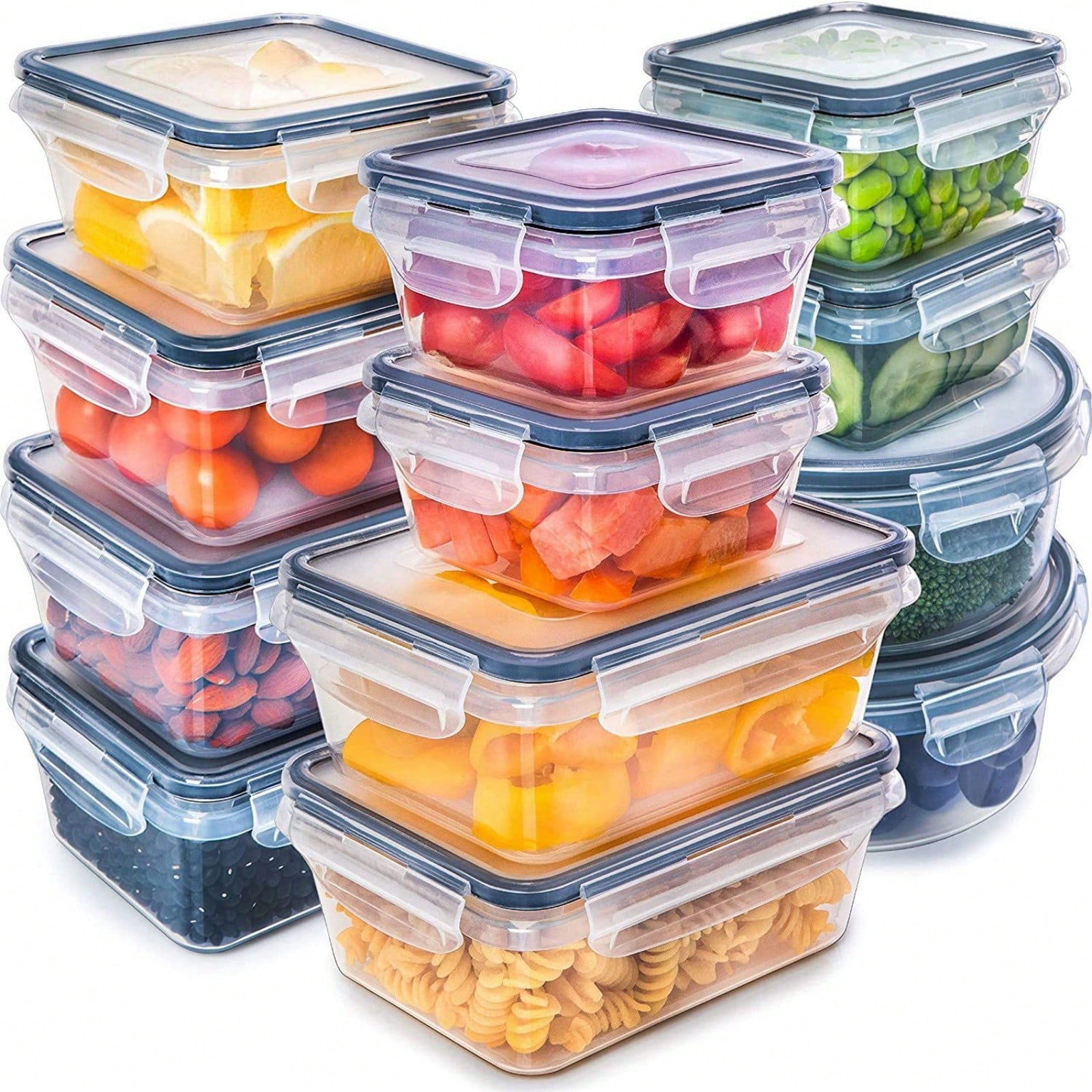 24 Pieces Food Storage Containers Set With Snap Lids (12 Lids + 12 ...