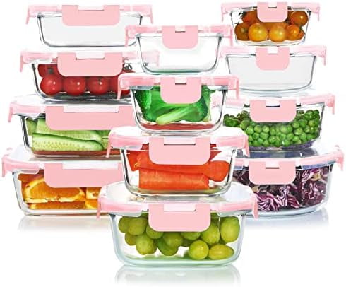 24 Pieces Glass Food Storage Containers Set, Meal Prep Containers ...