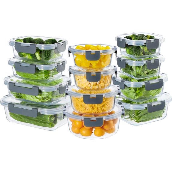 24 Pieces Glass Meal Prep Containers, Glass Food Storage Containers ...