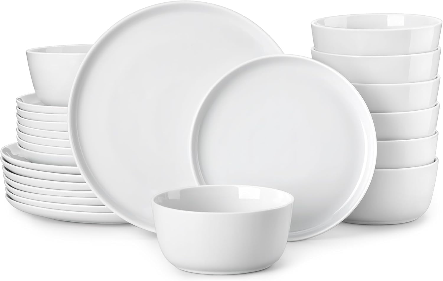 24 Pieces Gourmet Porcelain Dinnerware Sets, Premium Plates and Bowls ...