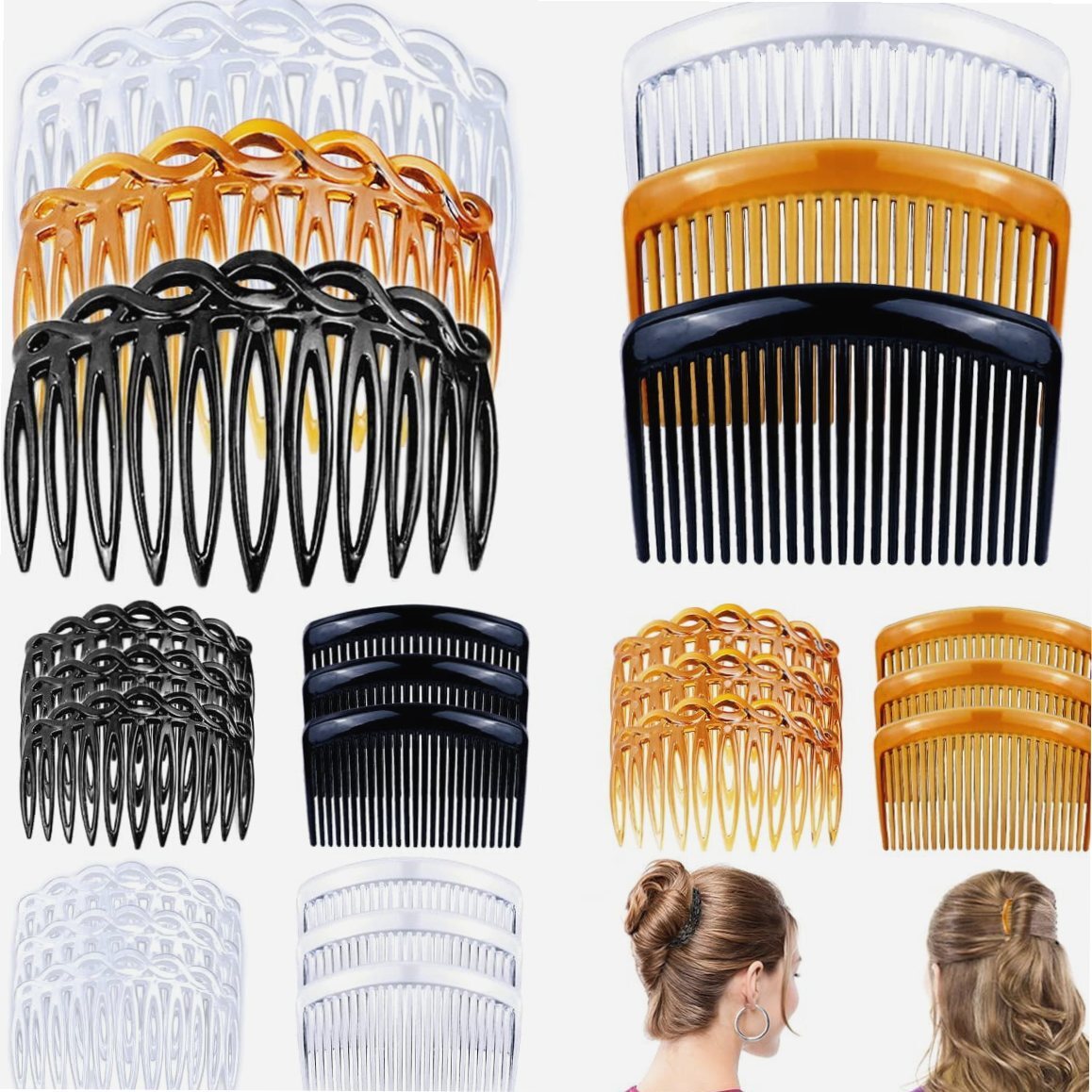 24 Pieces Hair Side Combs French Twist Hair Combs Lightweight Plastic ...