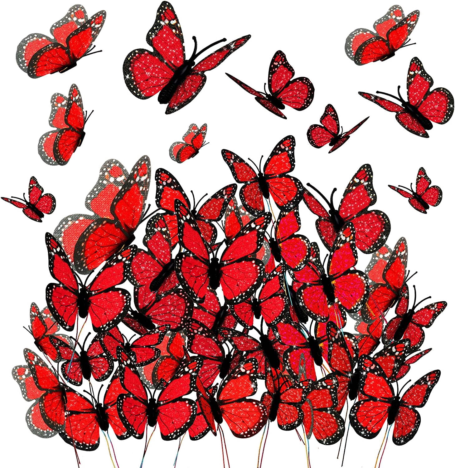 24 Pieces Halloween Monarch Butterfly Decorations 3 Size Artificial ...