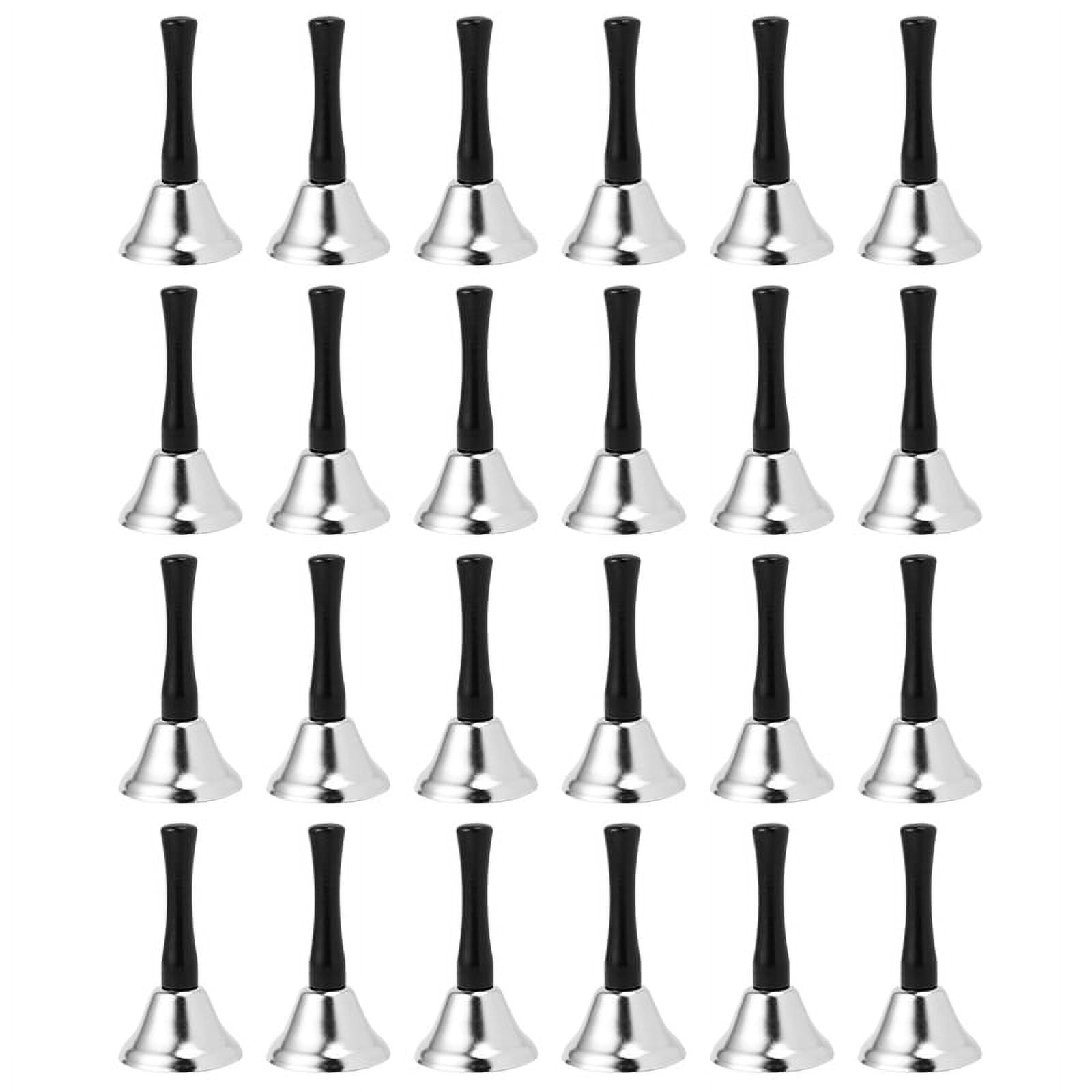 24 Pieces Hand Bells Silver Steel Service Handbells Black Wooden Handle ...