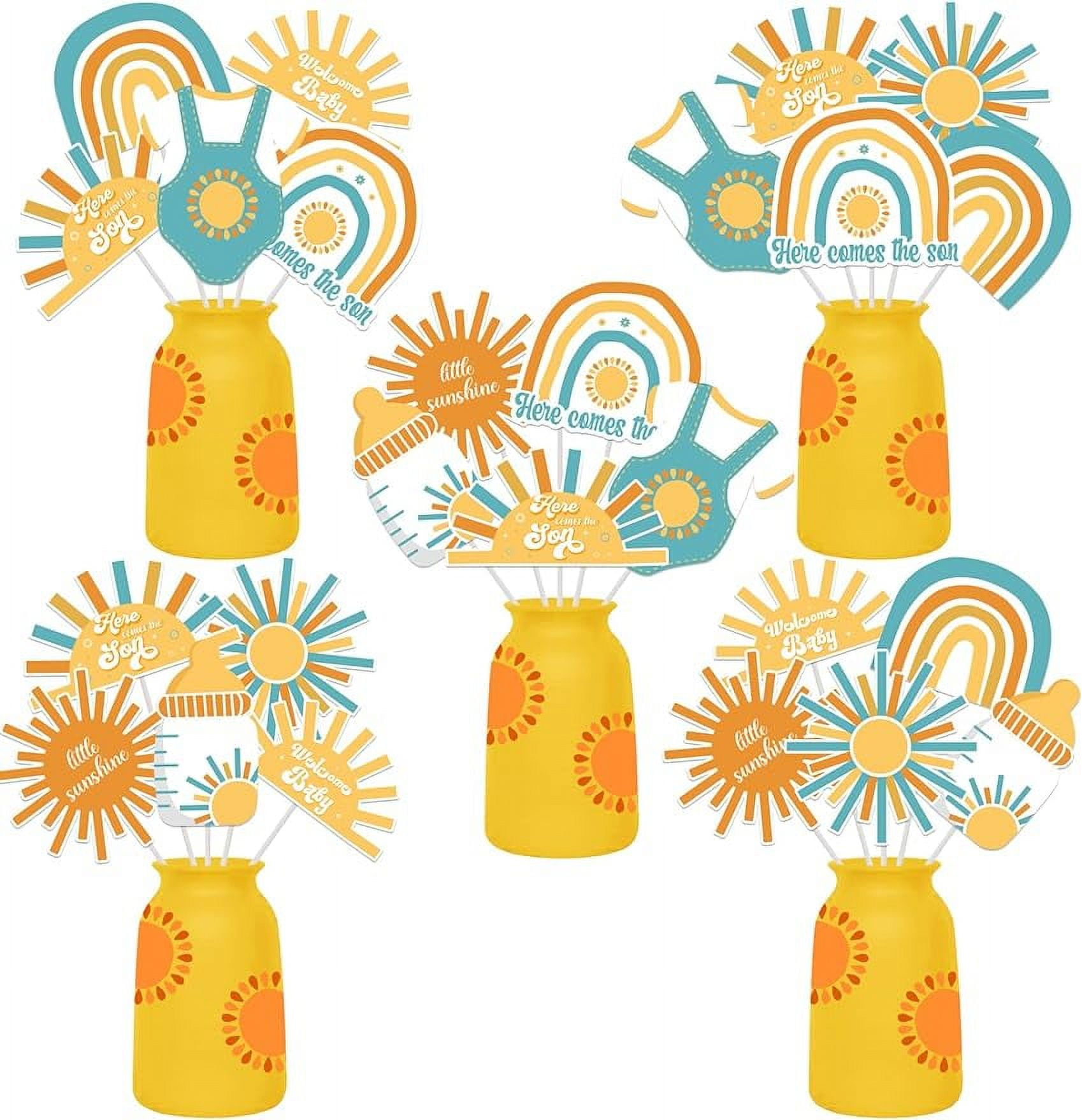 24 Pieces Here Comes The Son Baby Shower Centerpiece Sticks, Little ...