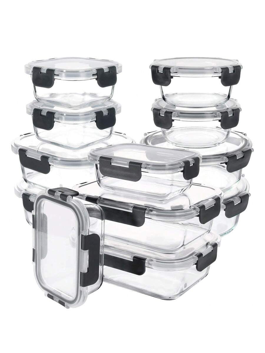 [24-Pieces ] High Borosilicate Glass Meal Prep Containers With Steam ...