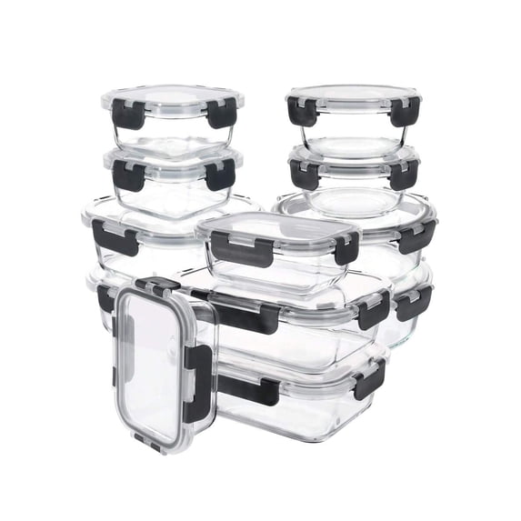 [24-Pieces ] High Borosilicate Glass Meal Prep Containers With Steam ...
