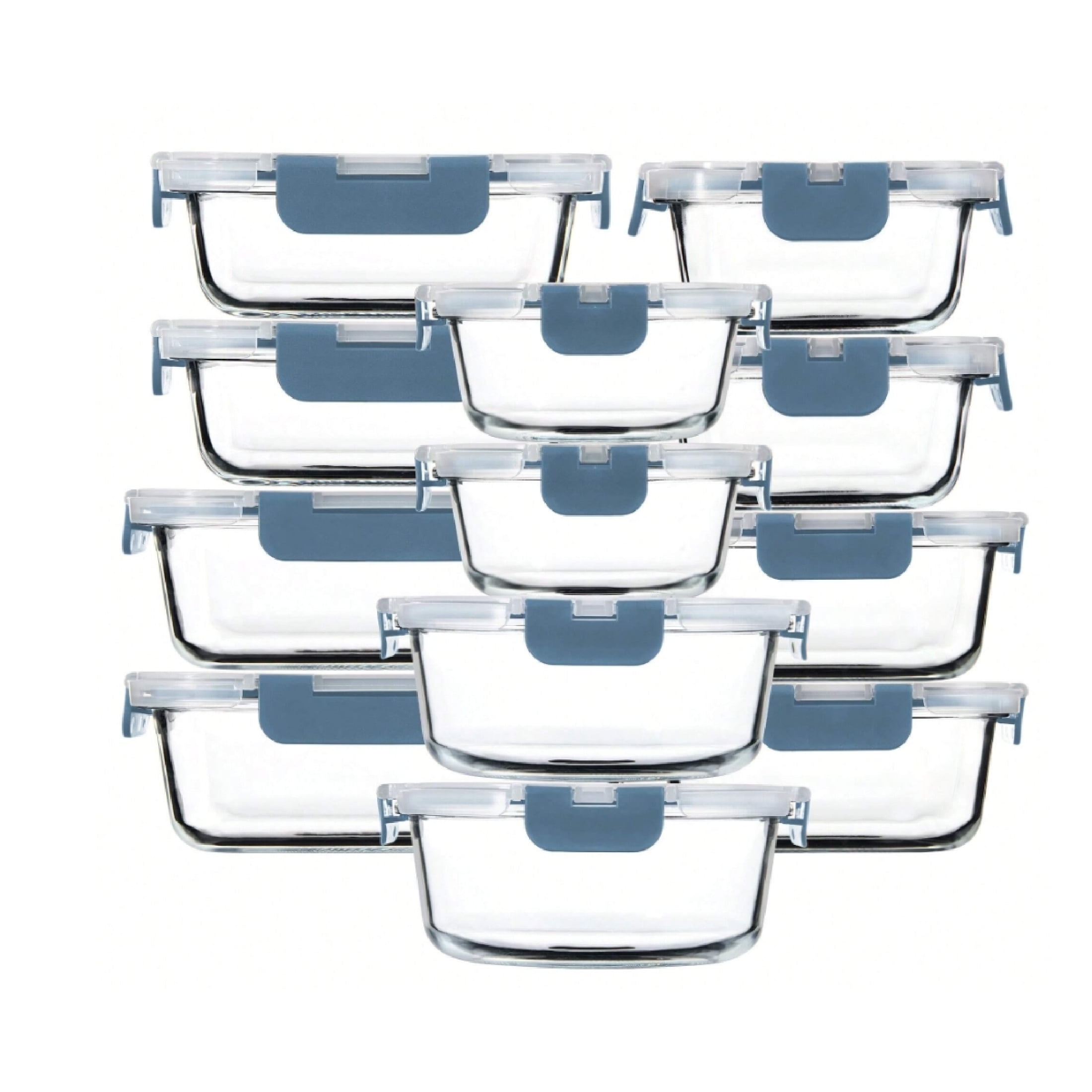 [24-Pieces ] High Borosilicate Glass Meal Prep Containers With Steam ...