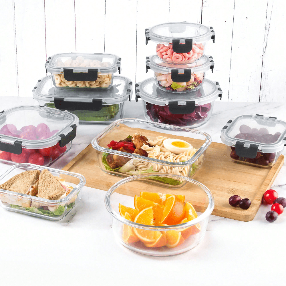 [24-Pieces ] High Borosilicate Glass Meal Prep Containers With Steam ...