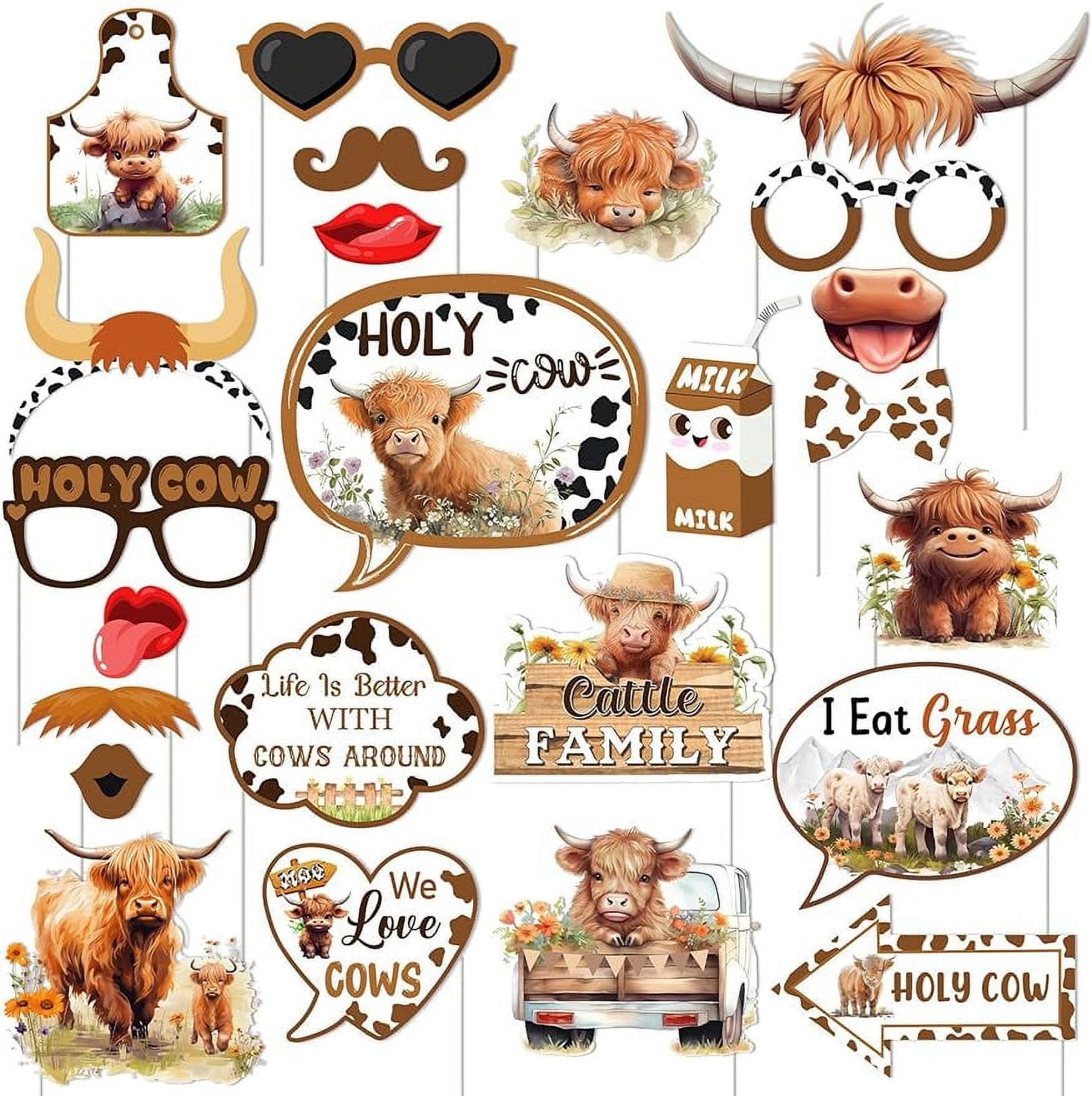24 Pieces Highland Cow Photo Prop Booths - Highland Cattle Holy Cow ...